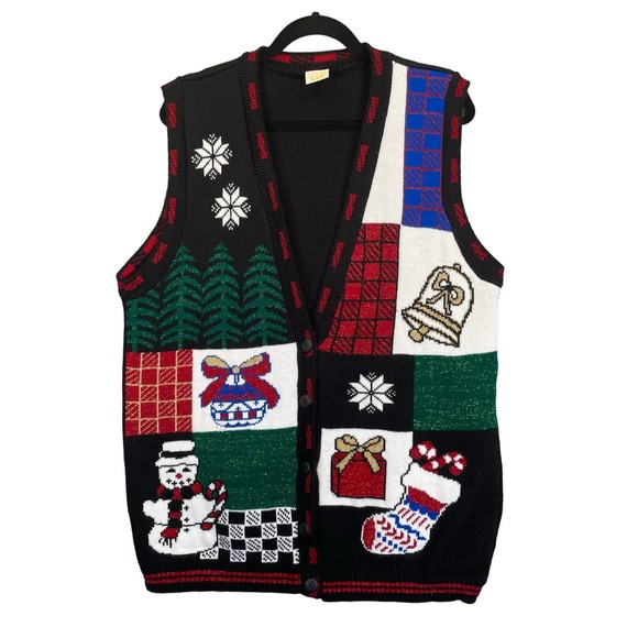 KIKIT | Jackets & Coats | Holiday Time Christmas Vest Womens Xl Tree ...